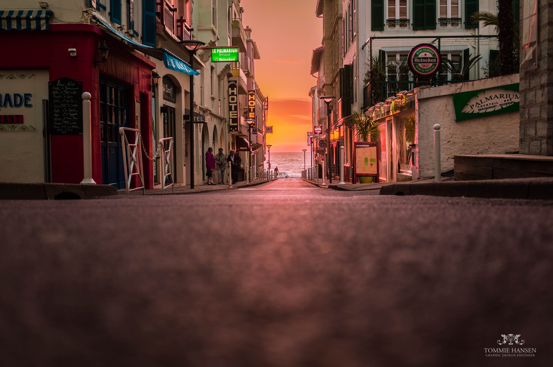 Magic Sunset, Street And Ocean - OGQ Backgrounds HD